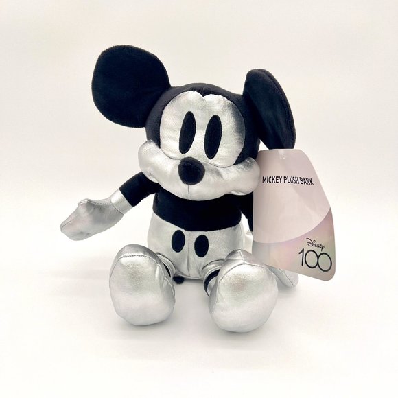 Disney | Toys | Nwt Disney 0 Silver Mickey Mouse Coin Bank Plush For ...